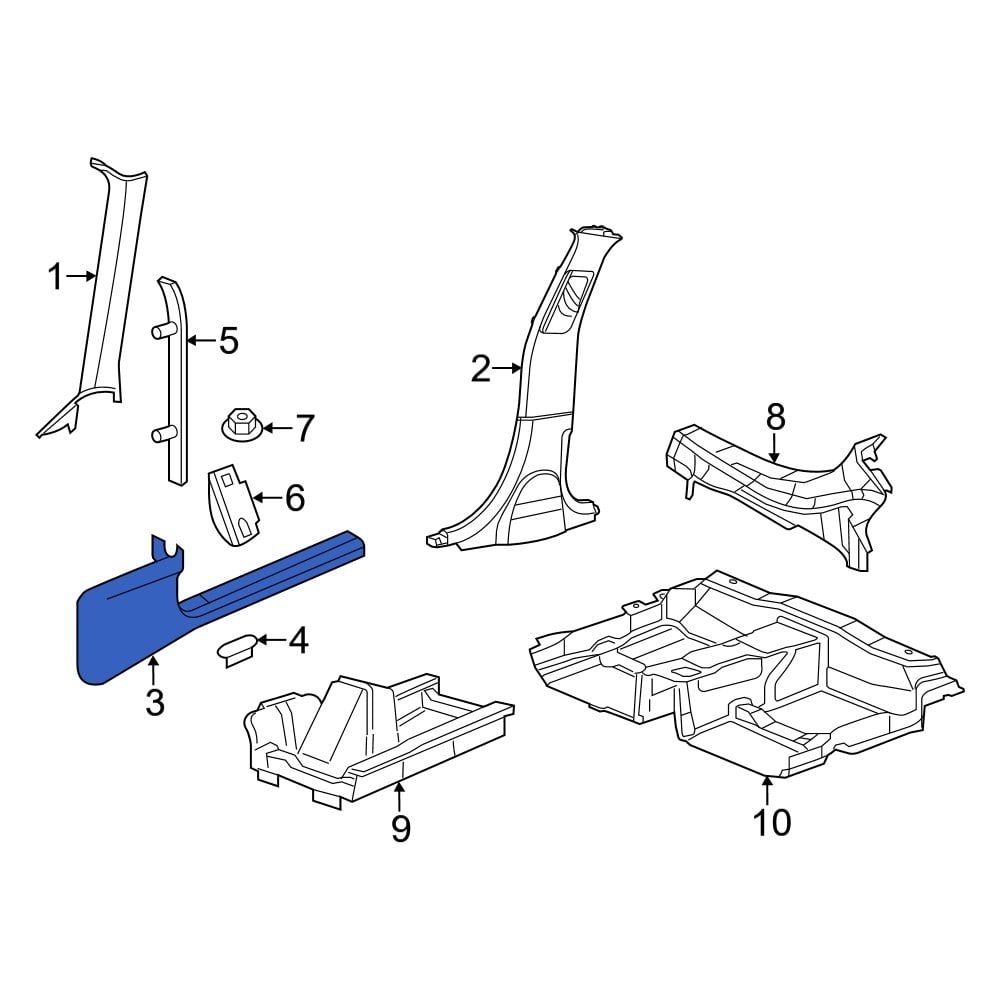 Dodge OE 1KL43DX9AF - Left Kick Panel Trim