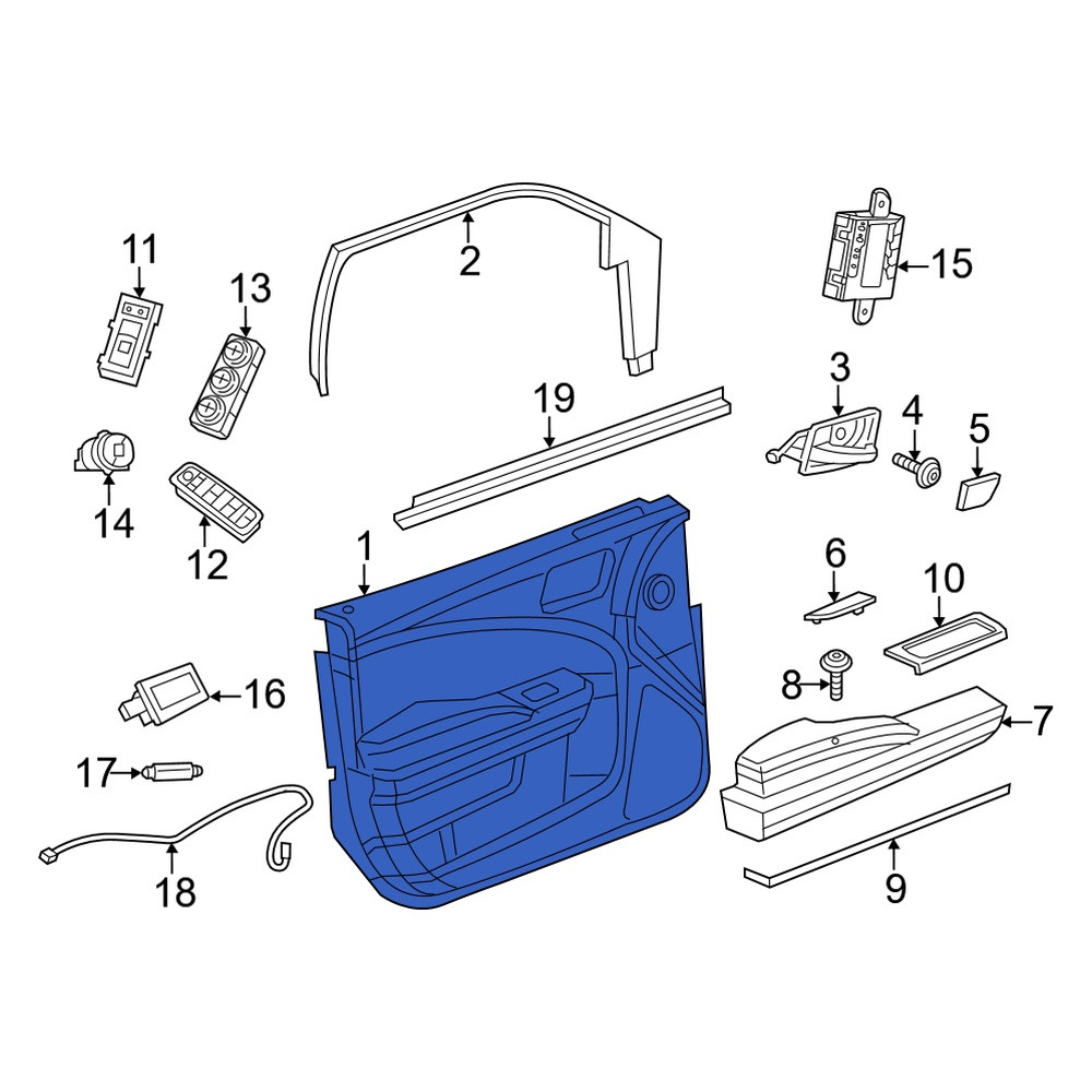 Dodge OE 5PF121X9AH - Front Right Inner Door Interior Trim Panel