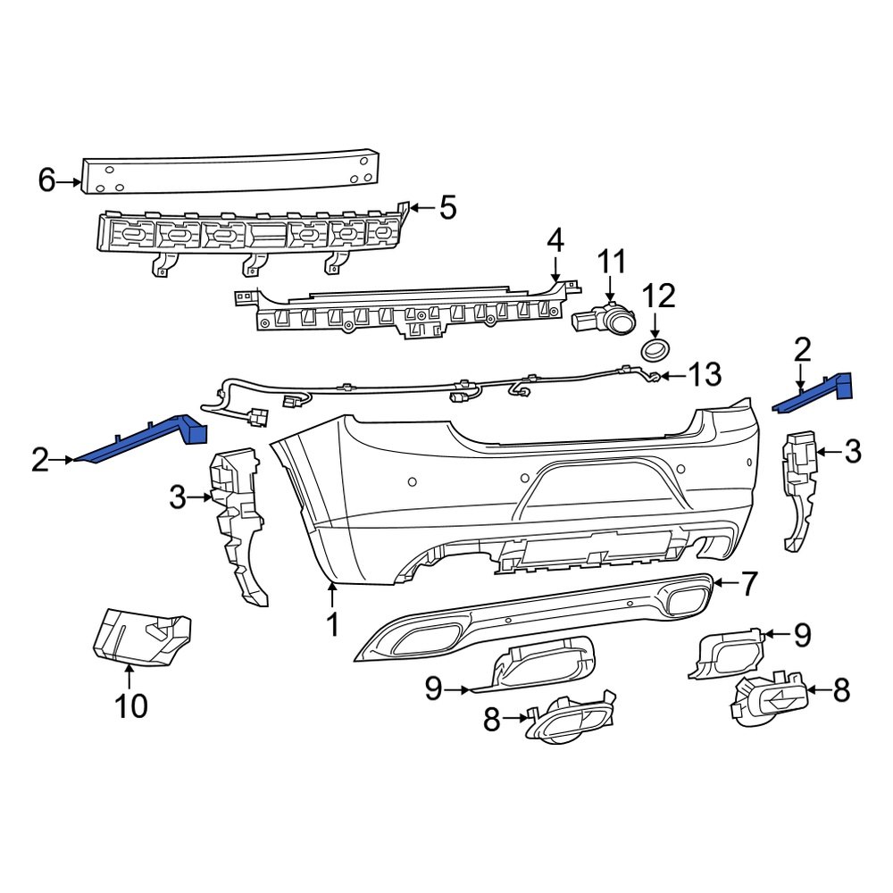 Dodge OE 68226565AE - Rear Left Bumper Cover Support Rail