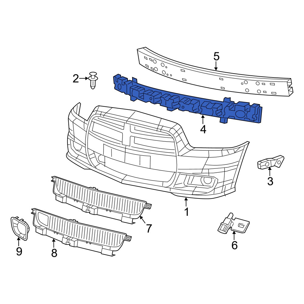 Dodge OE 68144742AA - Front Bumper Impact Absorber