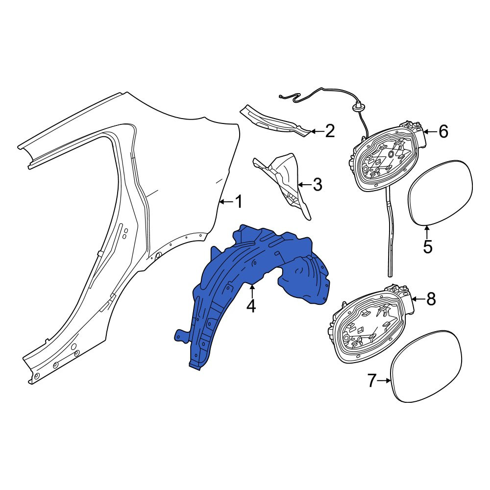 Dodge OE 68607327AA - Rear Right Quarter Panel Splash Shield