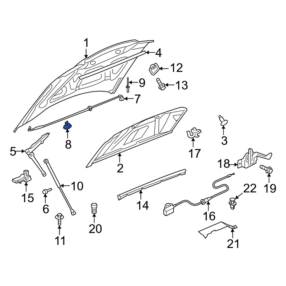 Dodge OE 6506223AA - Hood Prop Rod Clip