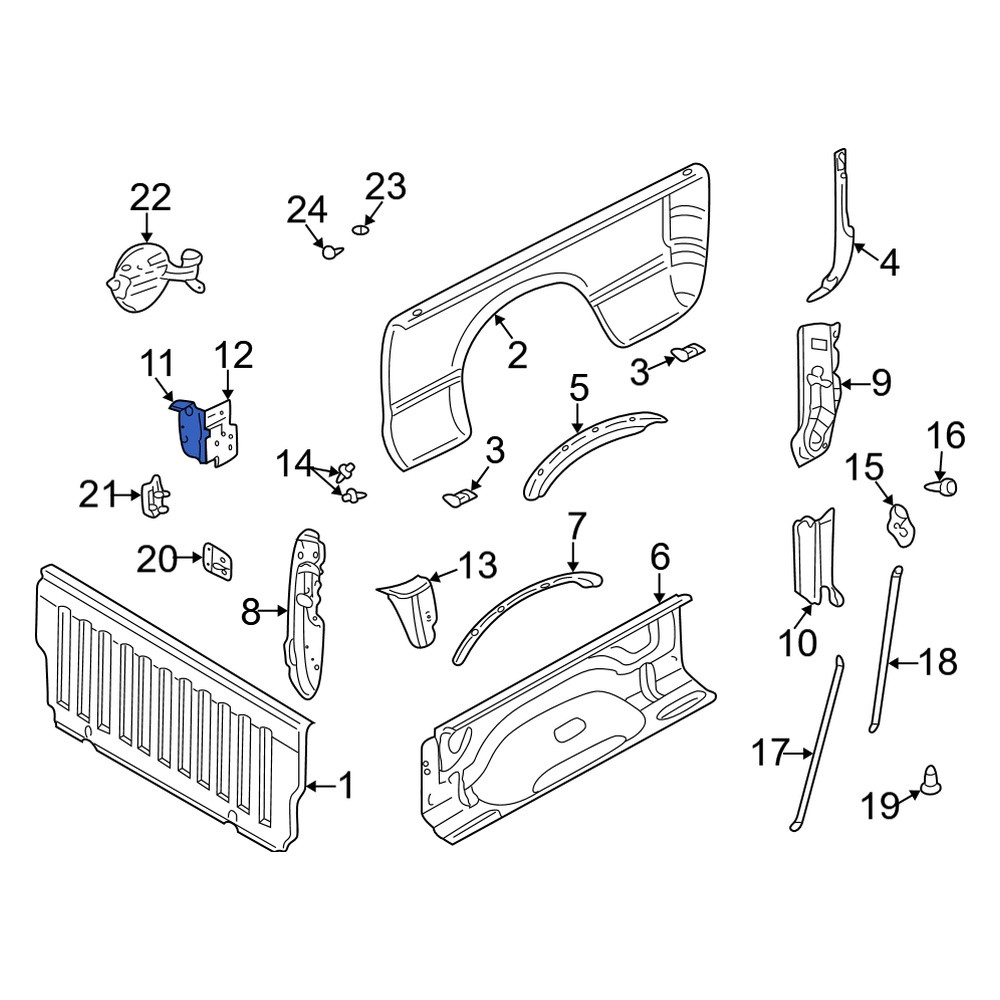 Dodge OE 55276244AA - Rear Right Outer Truck Bed Panel Reinforcement