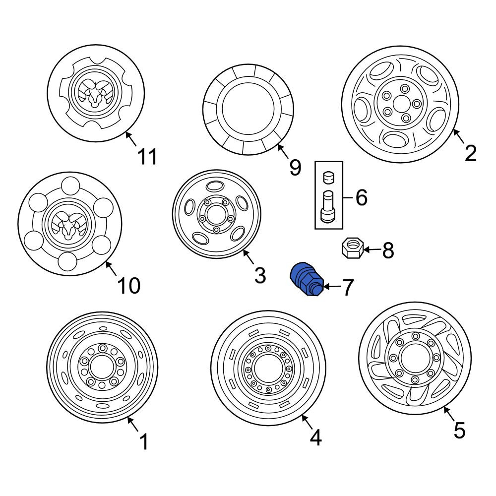 Dodge OE 6036747AA - Wheel Lug Nut