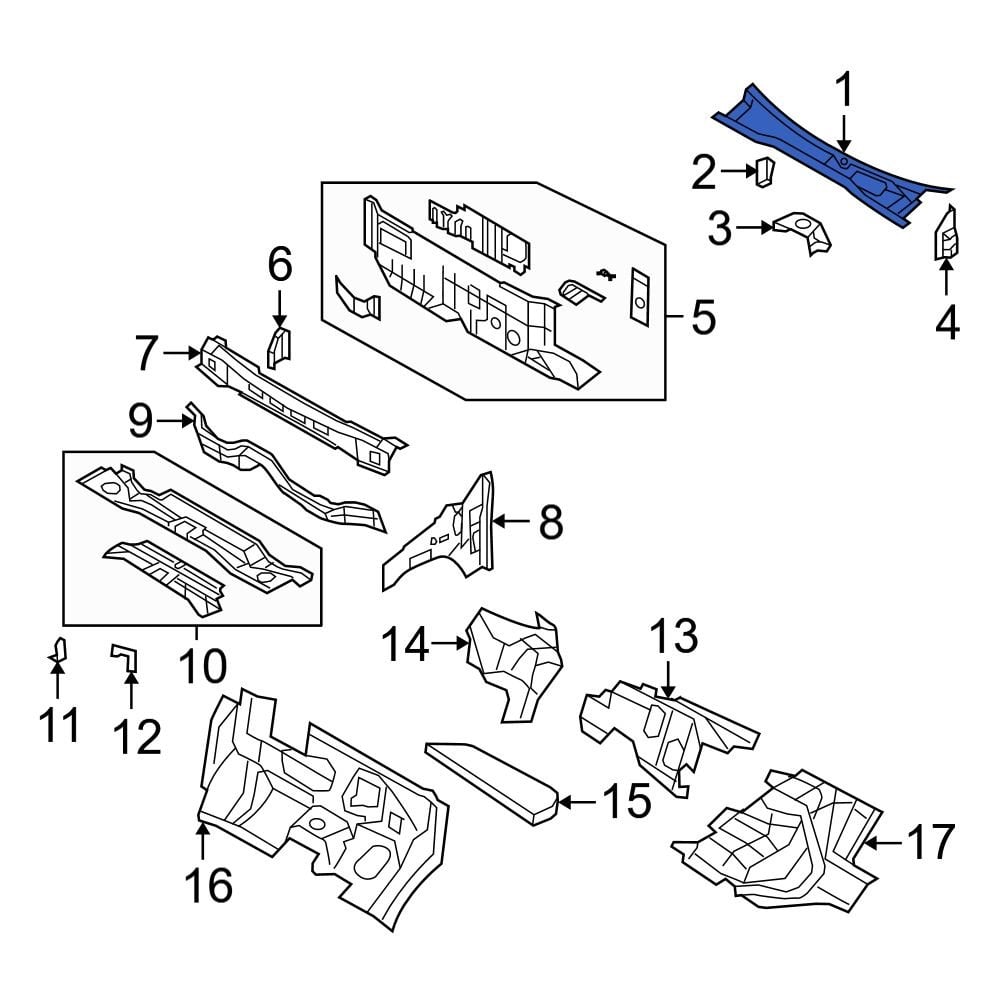 Dodge OE 5113548AC - Front Upper Cowl Grille Panel