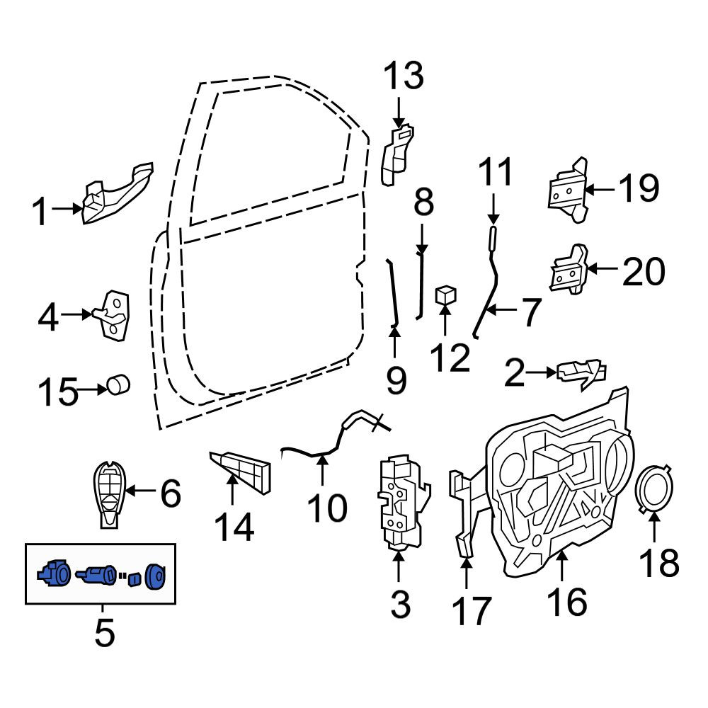 Dodge OE 5139099AA - Front Door Lock Cylinder