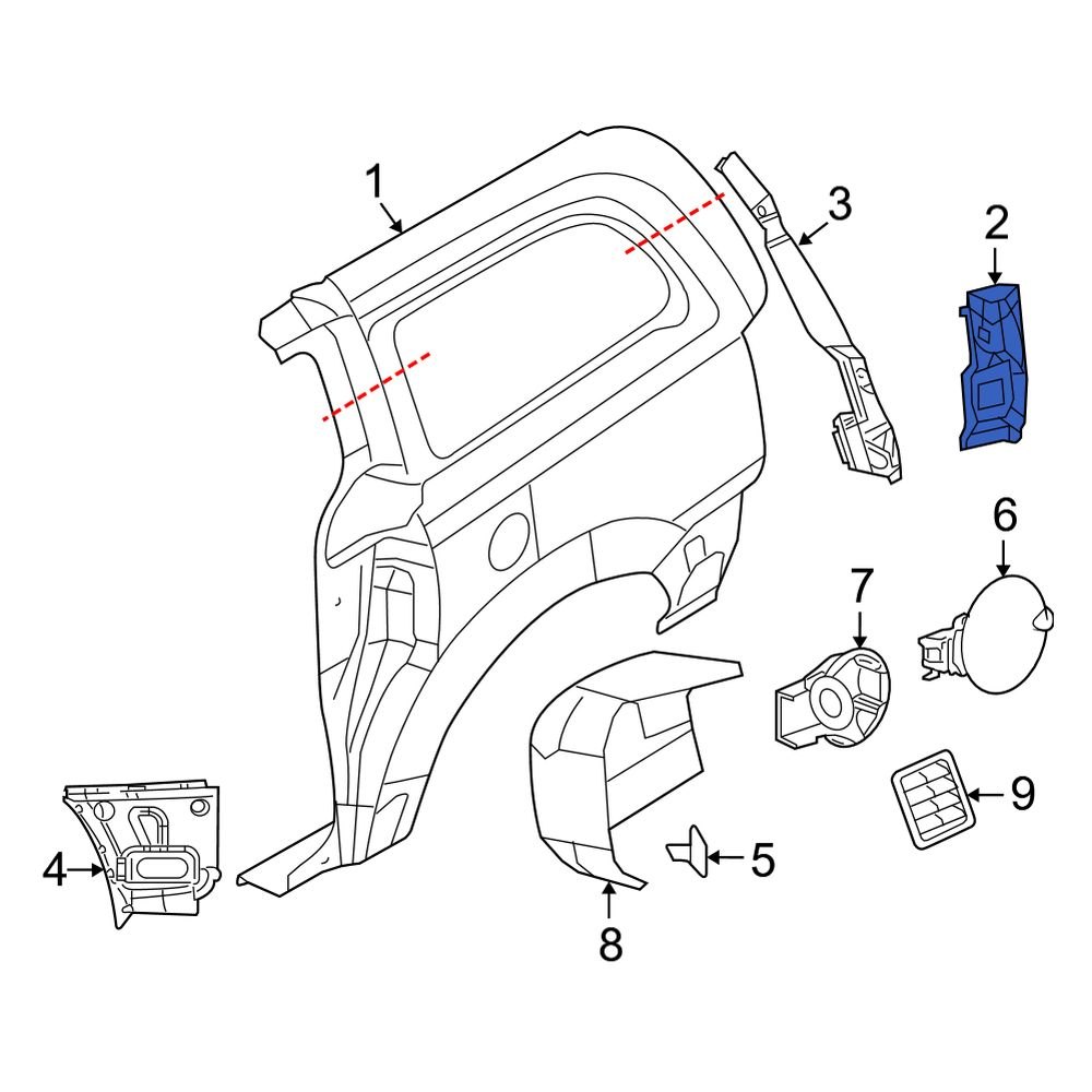 Dodge OE 4894772AD - Rear Right Tail Light Pocket