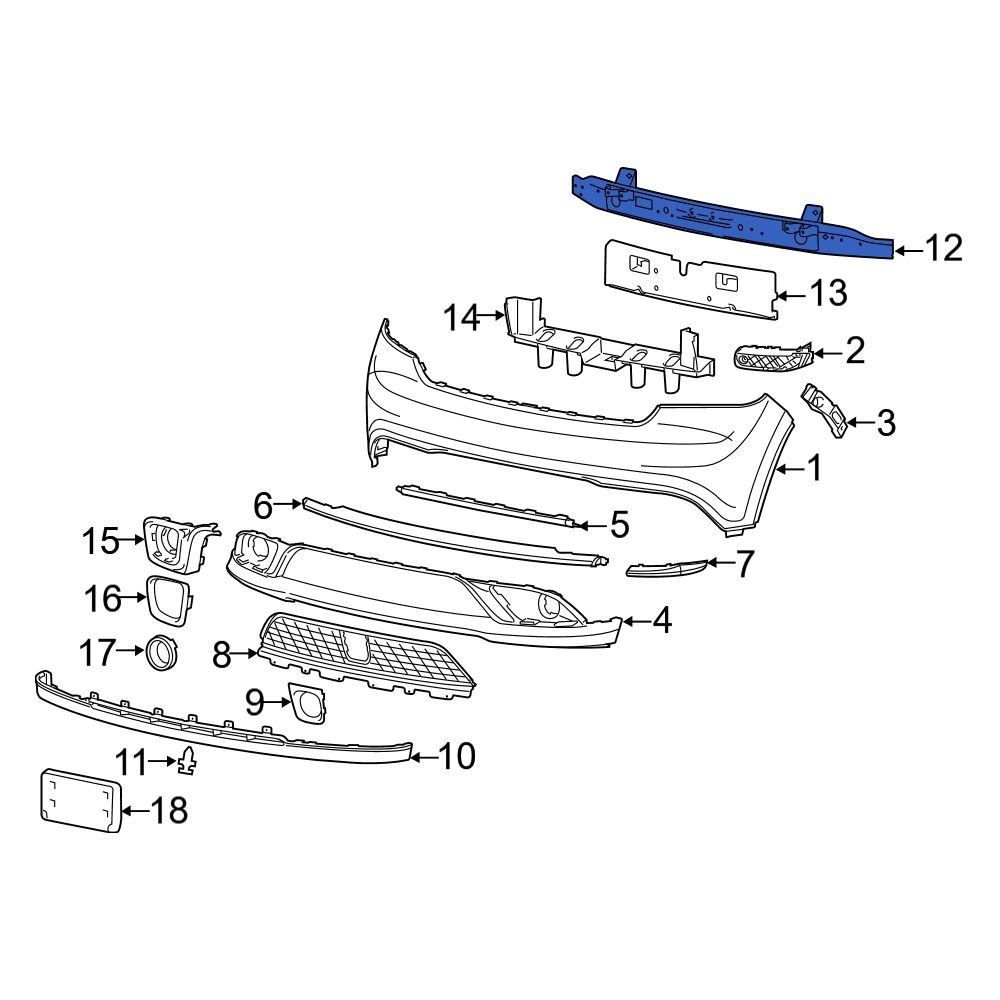 Dodge OE 68227140AC - Front Bumper Impact Bar