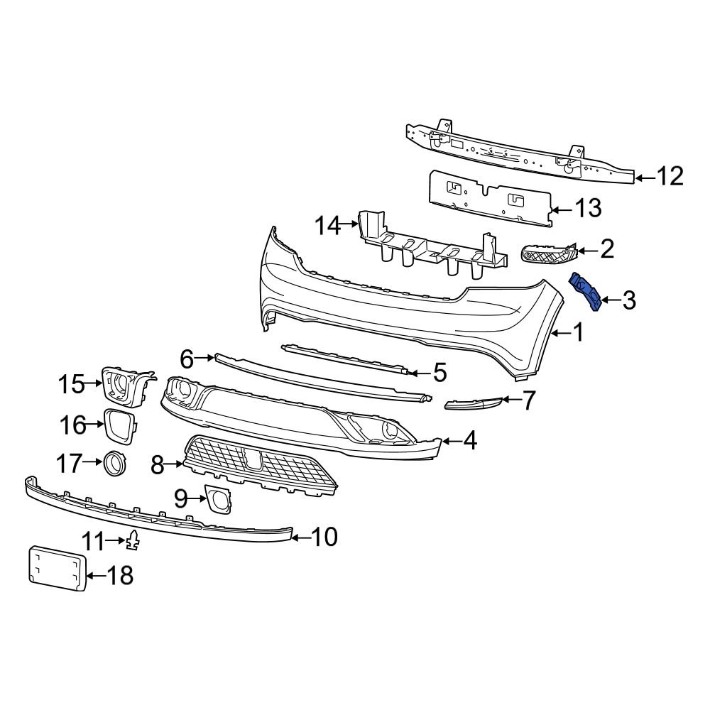 Dodge OE 68411418AE - Front Right Outer Bumper Cover Bracket