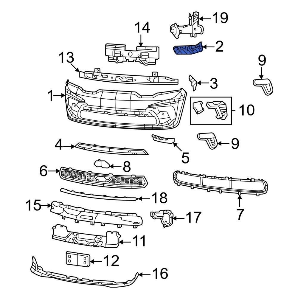 Dodge OE 68533283AA - Front Left Inner Bumper Cover Bracket