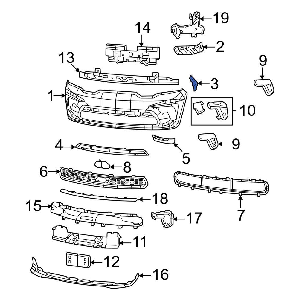 Dodge OE 68411418AE - Front Right Outer Bumper Cover Bracket