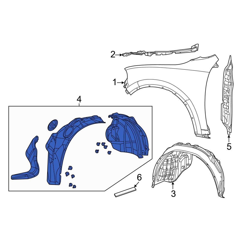 Dodge OE 68309299AE - Front Left Fender Splash Shield