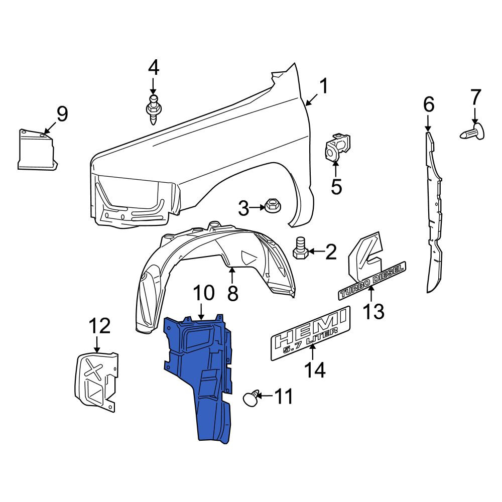 Dodge OE 55277011AD - Front Radiator Support Air Deflector