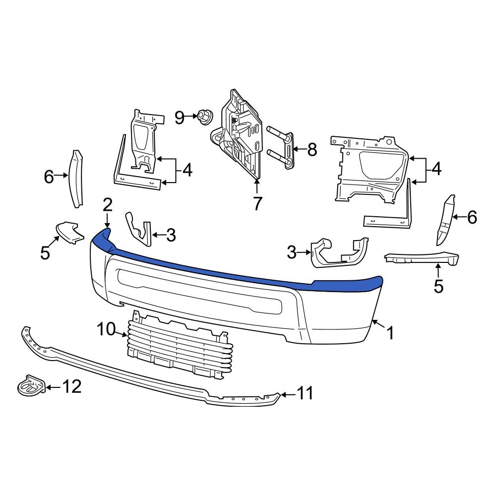 Dodge OE 55372918AD - Front Right Bumper Trim