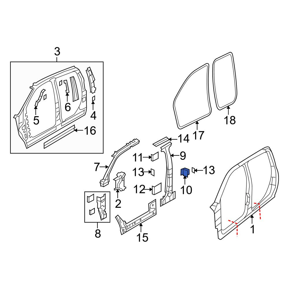 Dodge OE 55112294AB - Right Body B-Pillar Bracket