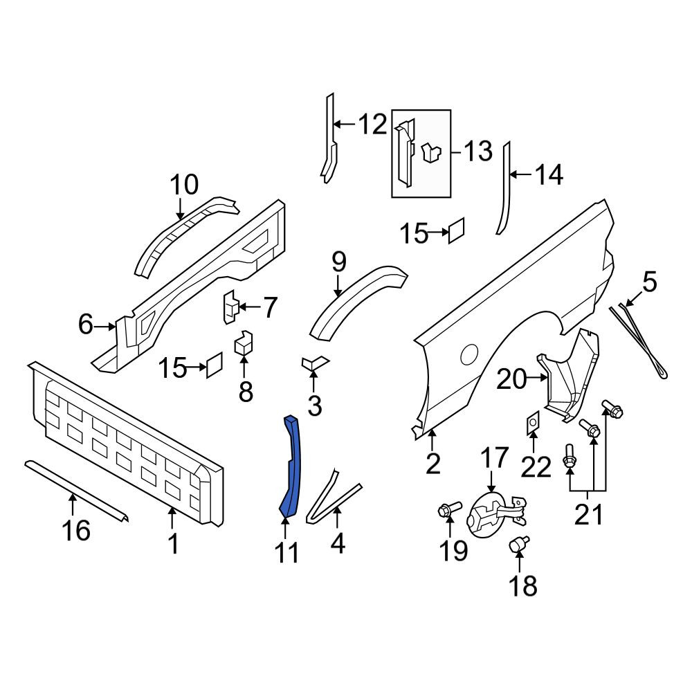 Dodge OE 55276244AA - Right Outer Truck Bed Panel Reinforcement