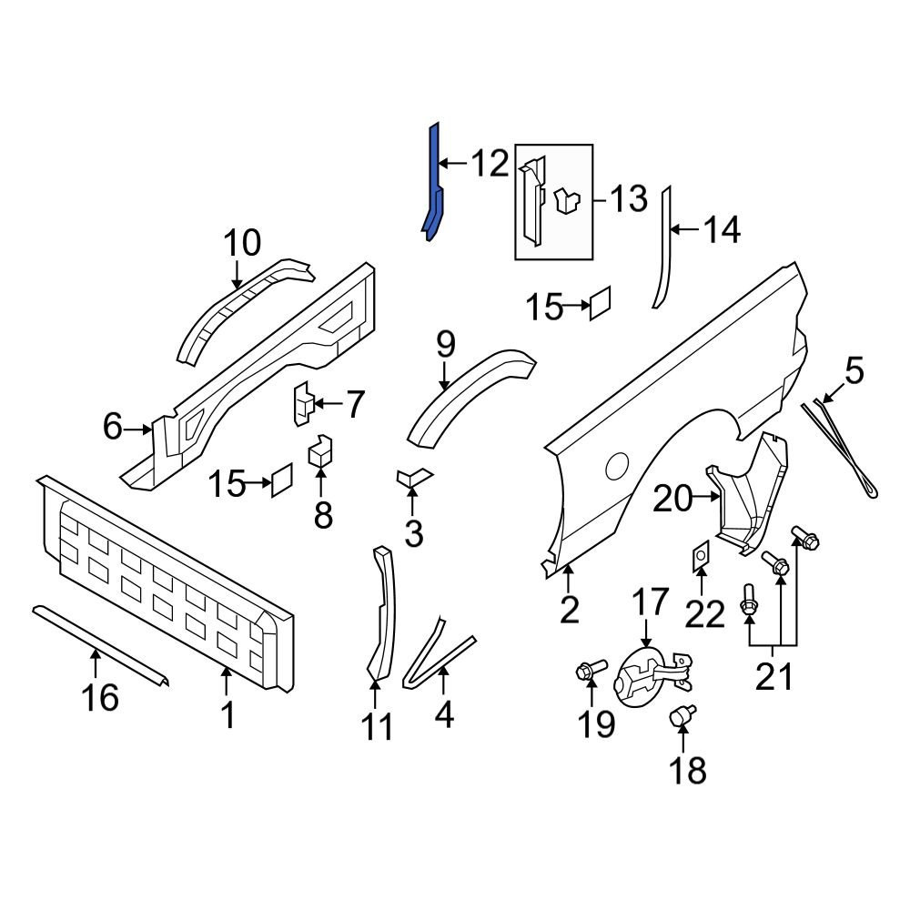 Dodge OE 68362264AA - Rear Right Outer Truck Bed Panel Reinforcement