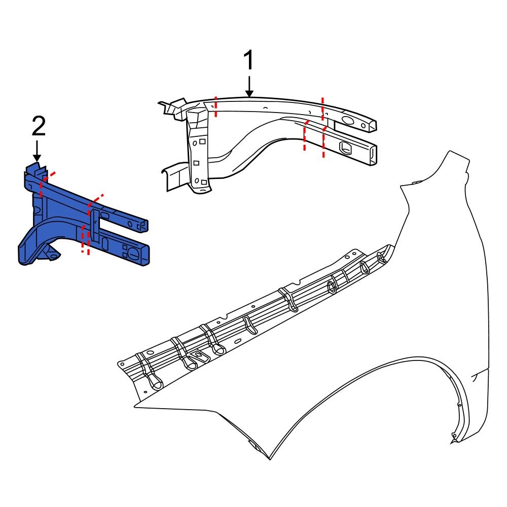 Dodge OE 68267303AB - Front Left Fender Rail