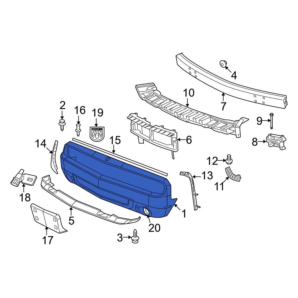 Dodge OE 68043387AB - Front Bumper Cover