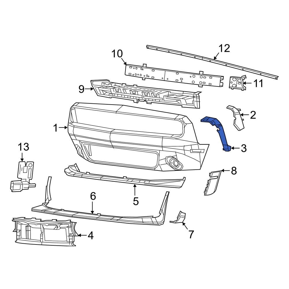 Dodge OE 68024342AD - Right Bumper Cover Support Rail Bracket