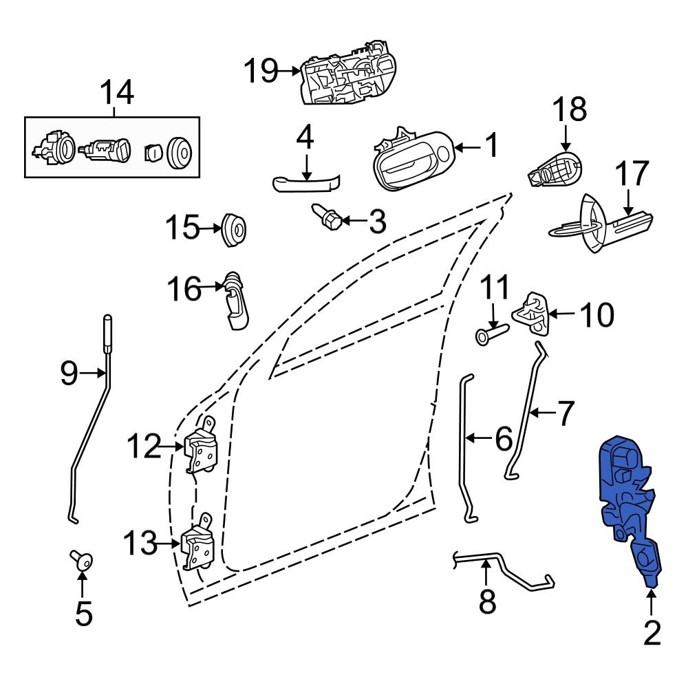Dodge OE 68064403AH - Front Left Door Latch Assembly