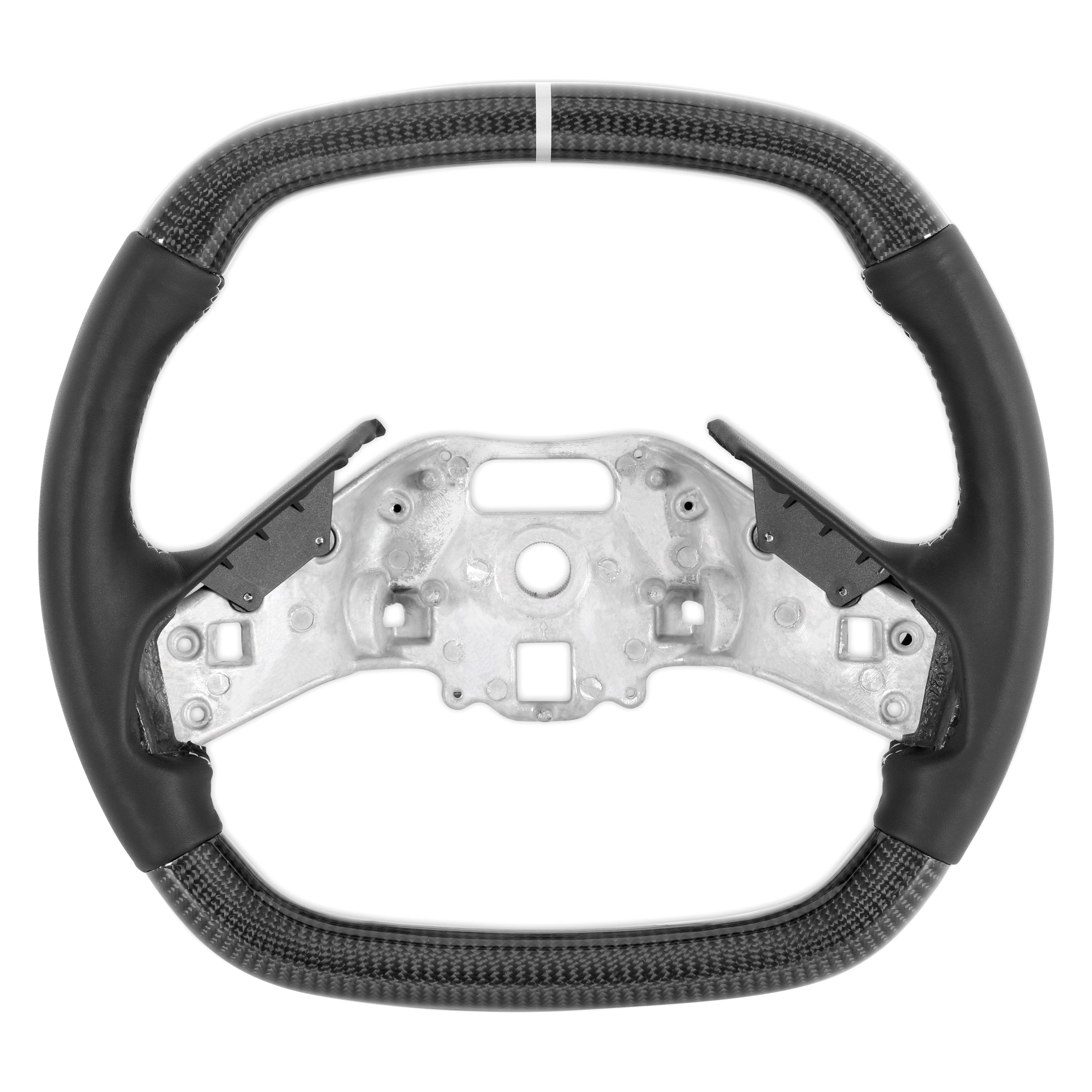 Drake Muscle Cars® CV950-23 - Steering Wheel, Carbon Fiber with Leather ...
