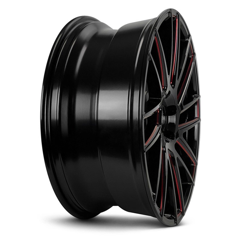ENCORE ALLOYS® ENC102 Wheels - Gloss Black with Red Milled Spokes Rims ...