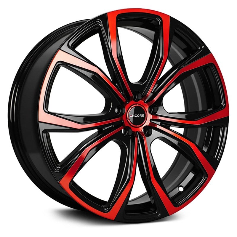 ENCORE ALLOYS® ENC104 Wheels - Gloss Black with Machined Red Face Rims ...