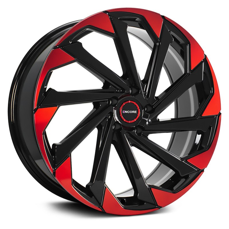 ENCORE ALLOYS® ENC106 Wheels - Gloss Black with Machined Red Tips Rims