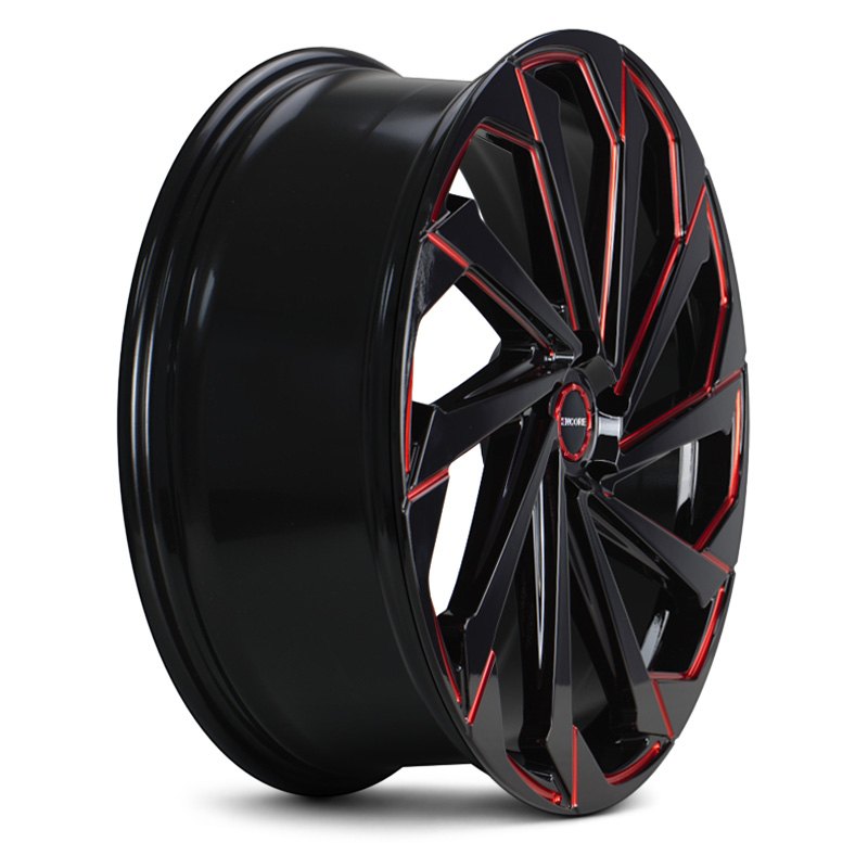 ENCORE ALLOYS® ENC106 Wheels - Gloss Black with Red Milled Spokes Rims ...
