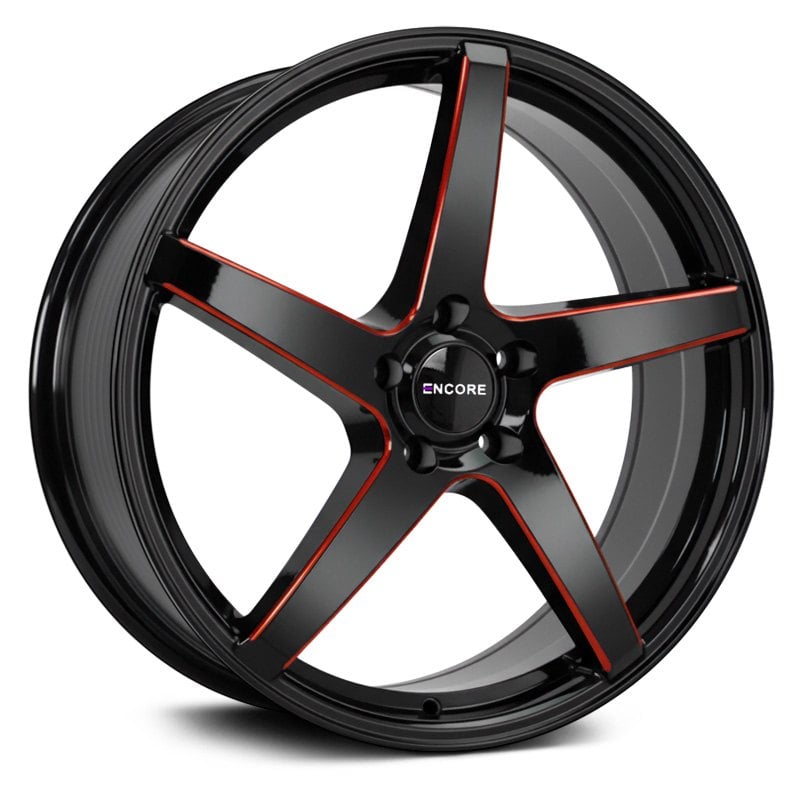 ENCORE ALLOYS® ENC148 Wheels - Gloss Black with Red Milled Spokes Rims ...