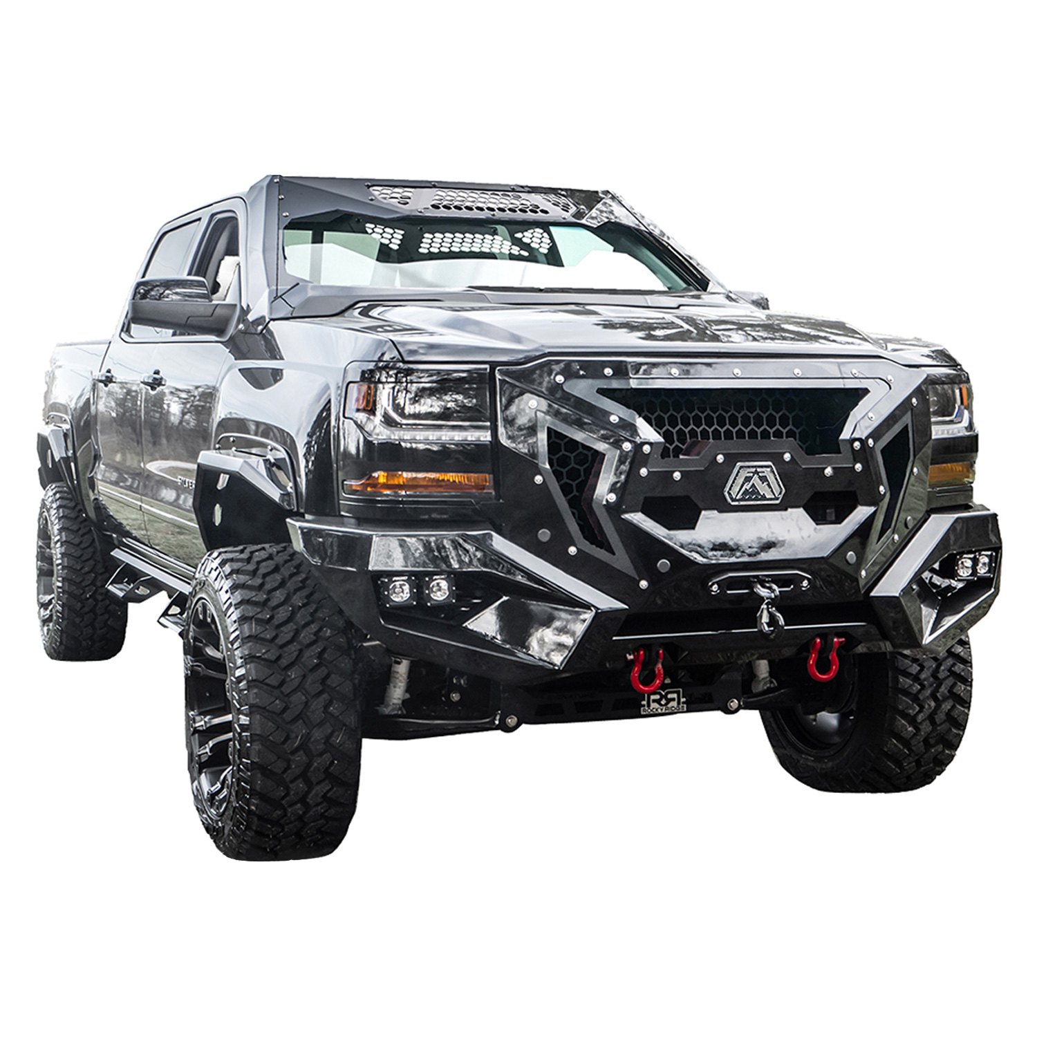 Fab Fours® GR3800-B - Grumper Full Width Raw Front Winch HD Bumper