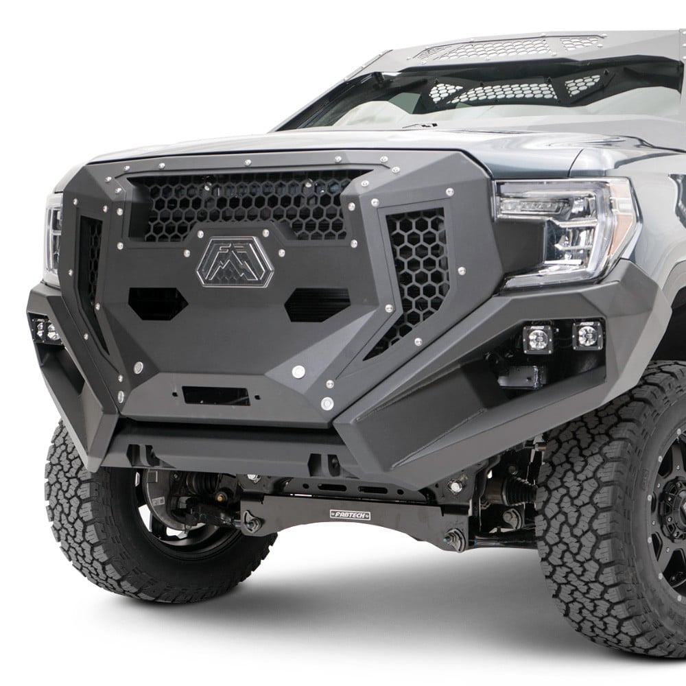 Fab Fours® GR3900-B - Grumper Full Width Raw Front Winch HD Bumper