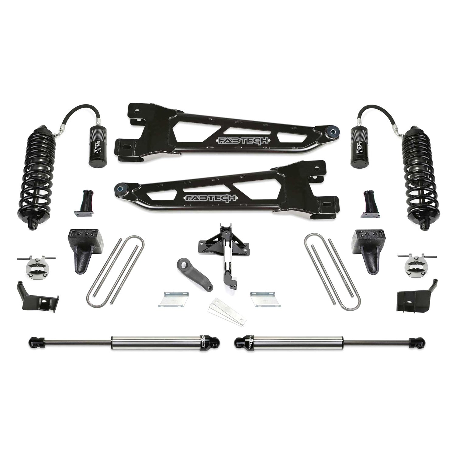 Fabtech® K2408DL - 4" x 4" Radius Arm Front and Rear Suspension Lift Kit