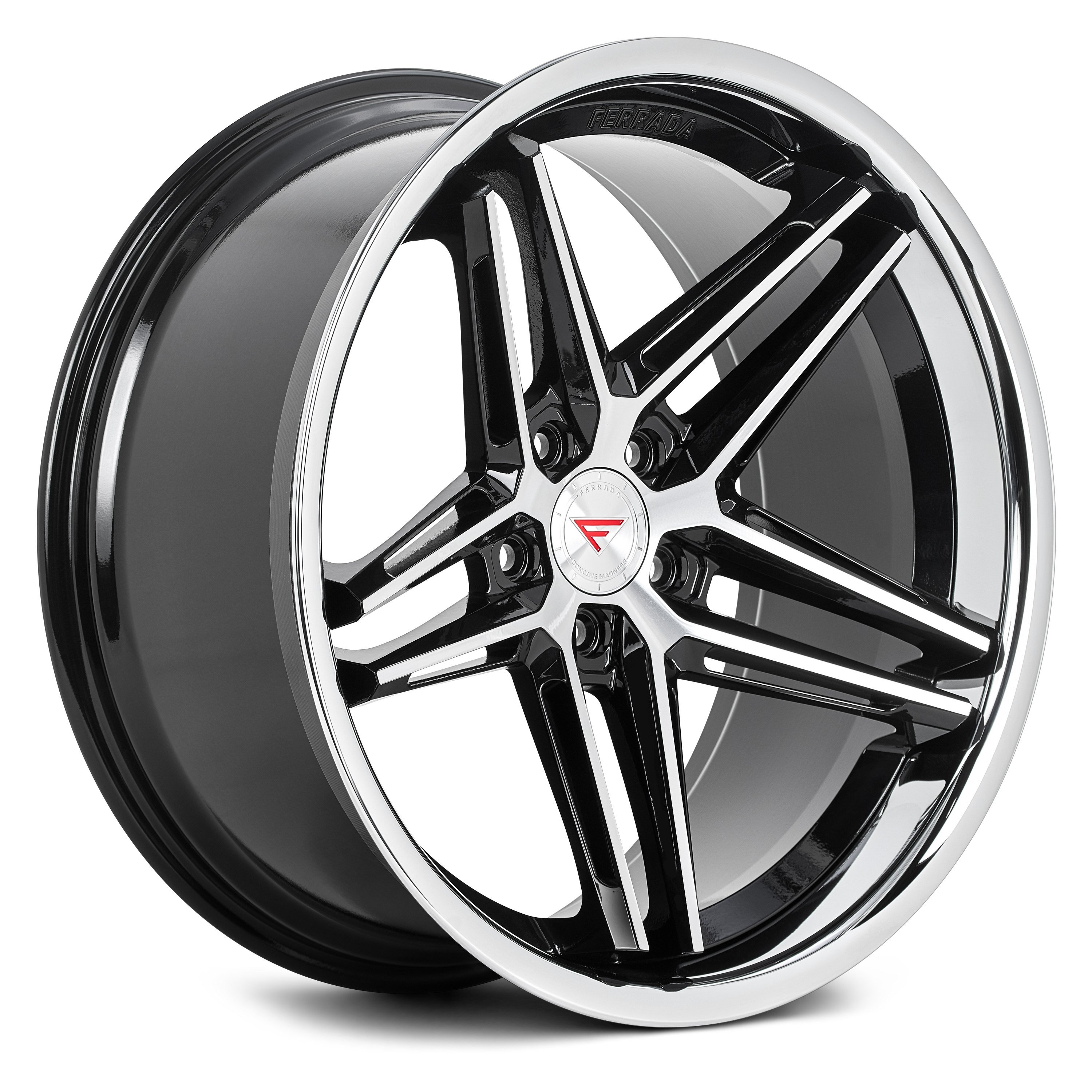 FERRADA® CM1 Wheels - Black with Machined Face with Chrome Lip Rims
