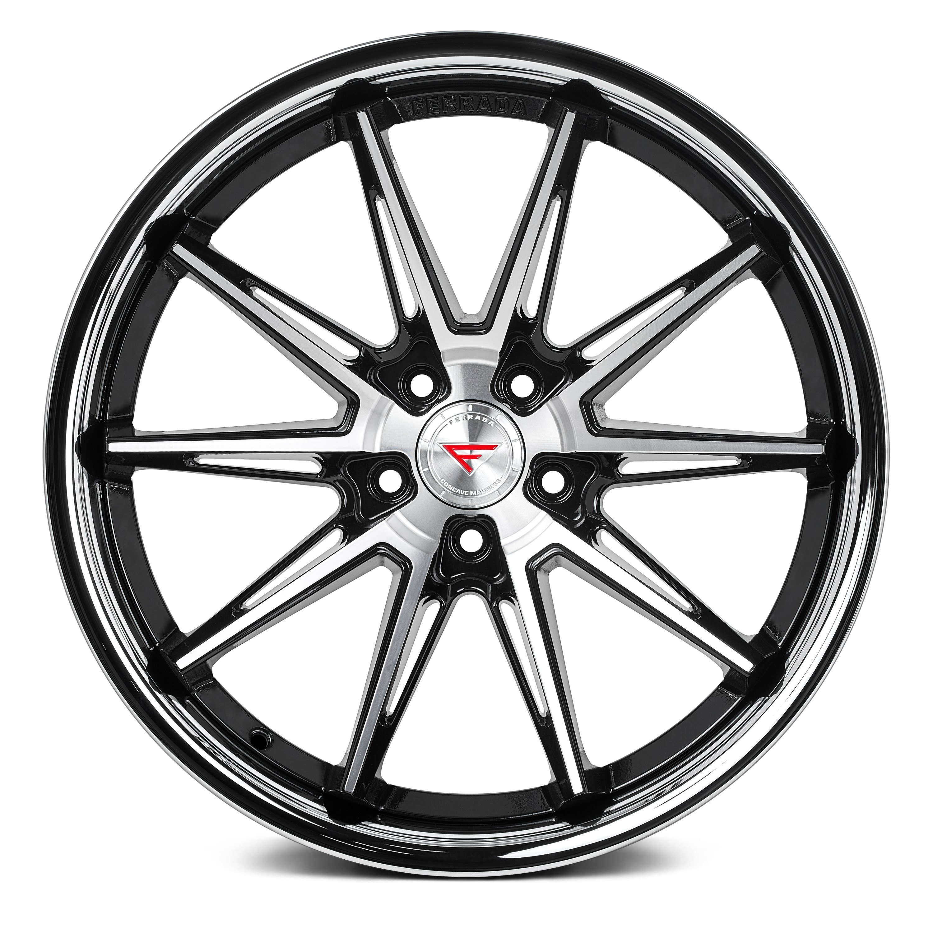 FERRADA® CM2 Wheels - Black with Machined Face with Chrome Lip Rims