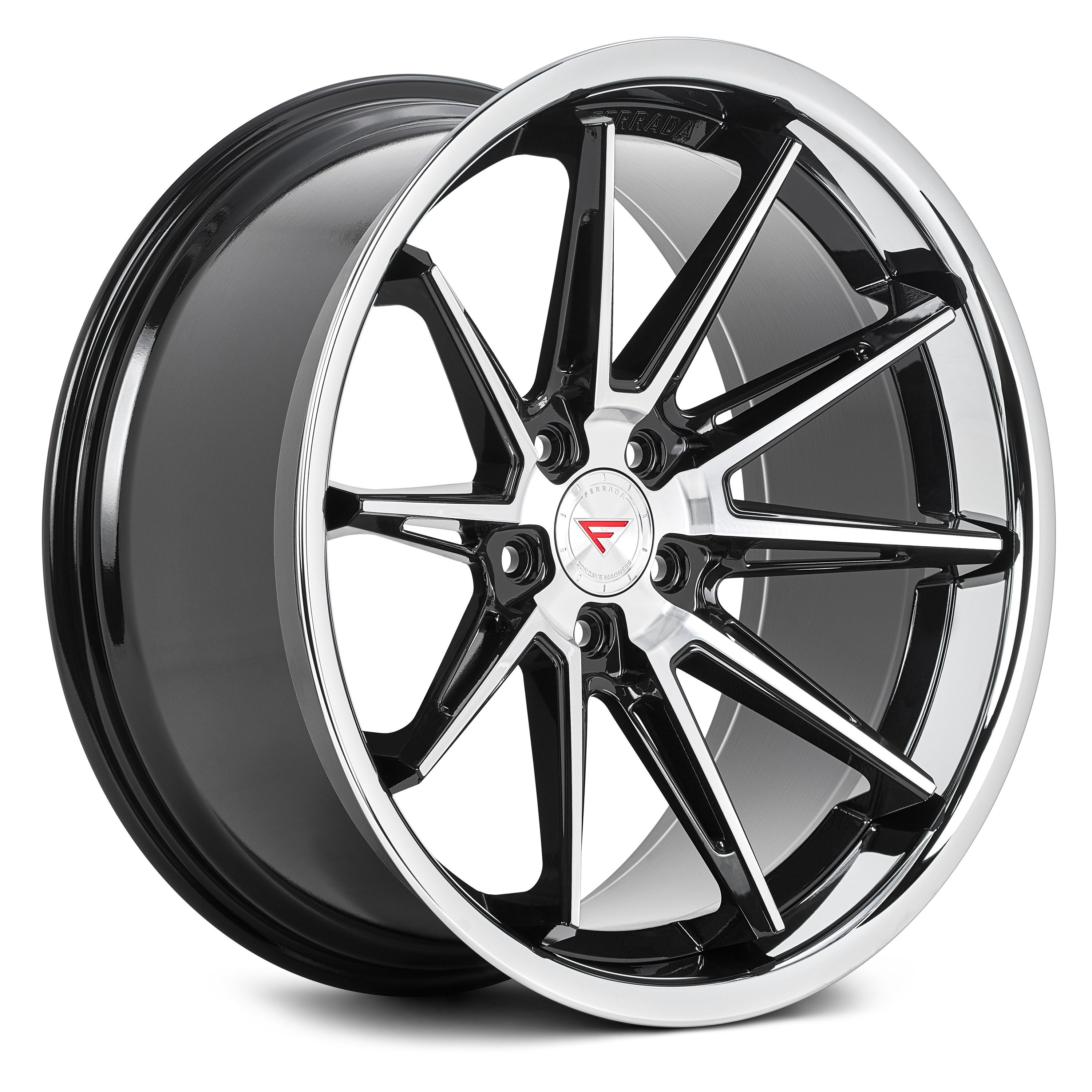 FERRADA® CM2 Wheels - Black with Machined Face with Chrome Lip Rims
