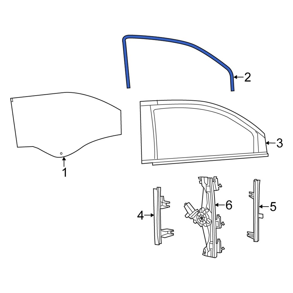 Fiat OE 68070046AF - Front Inner Window Channel