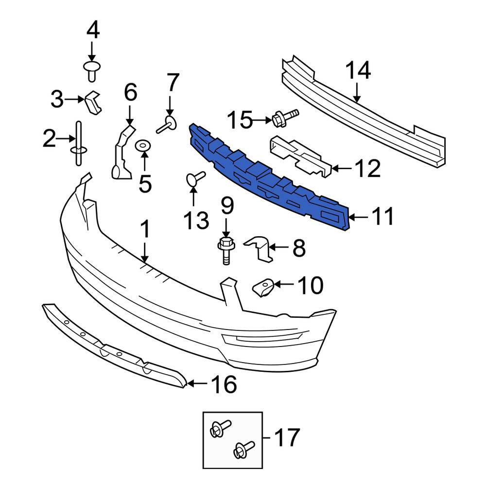Ford OE 4R3Z17C882AA - Front Outer Bumper Impact Absorber