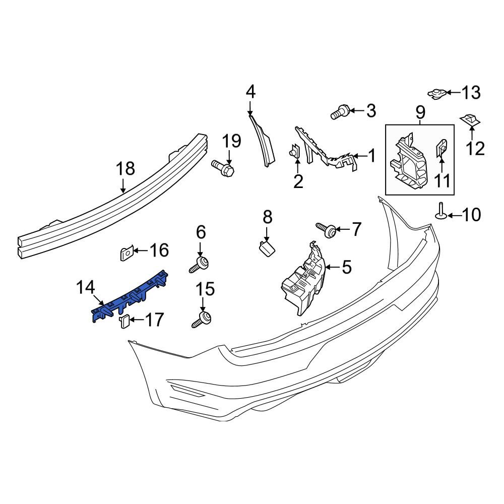 Ford OE FR3Z17754A - Rear Center Bumper Cover Support Rail