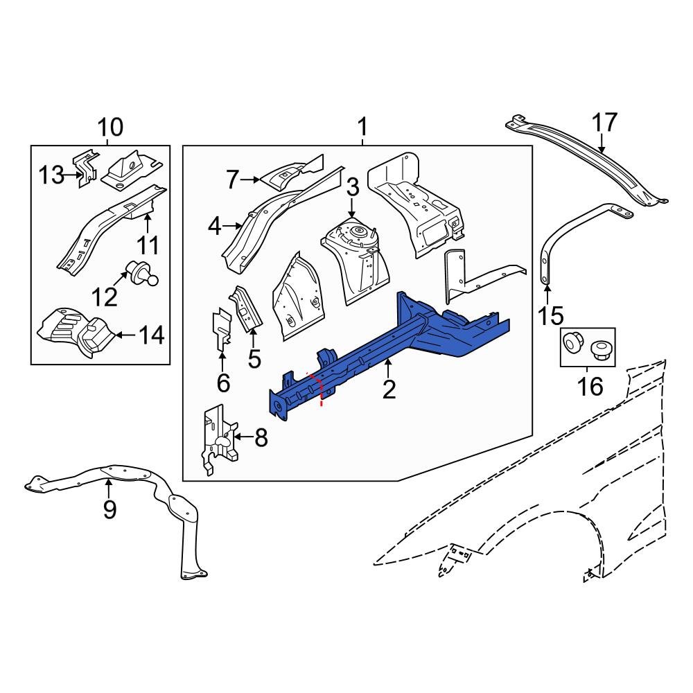 Ford OE PR3Z6310462A - Front Right Frame Side Member