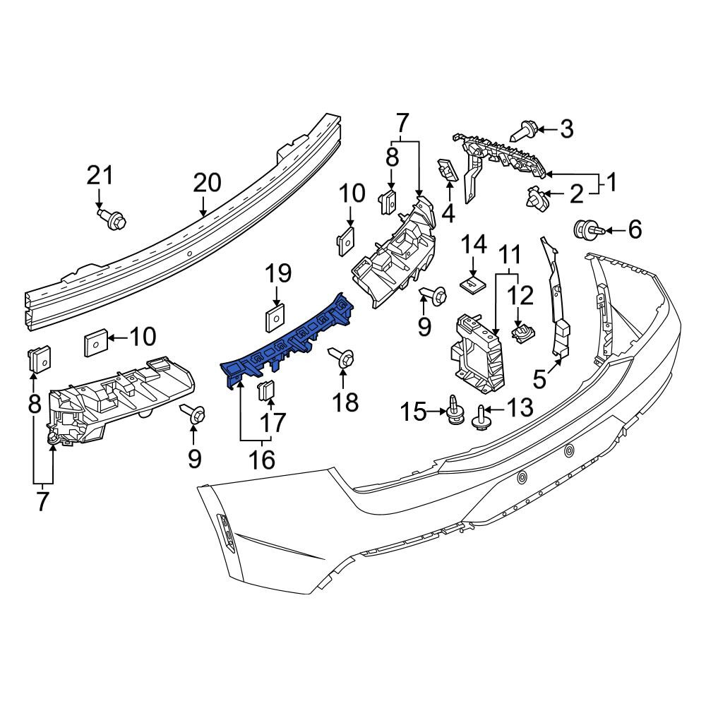 Ford OE PR3Z17754AB - Rear Center Bumper Cover Support Rail