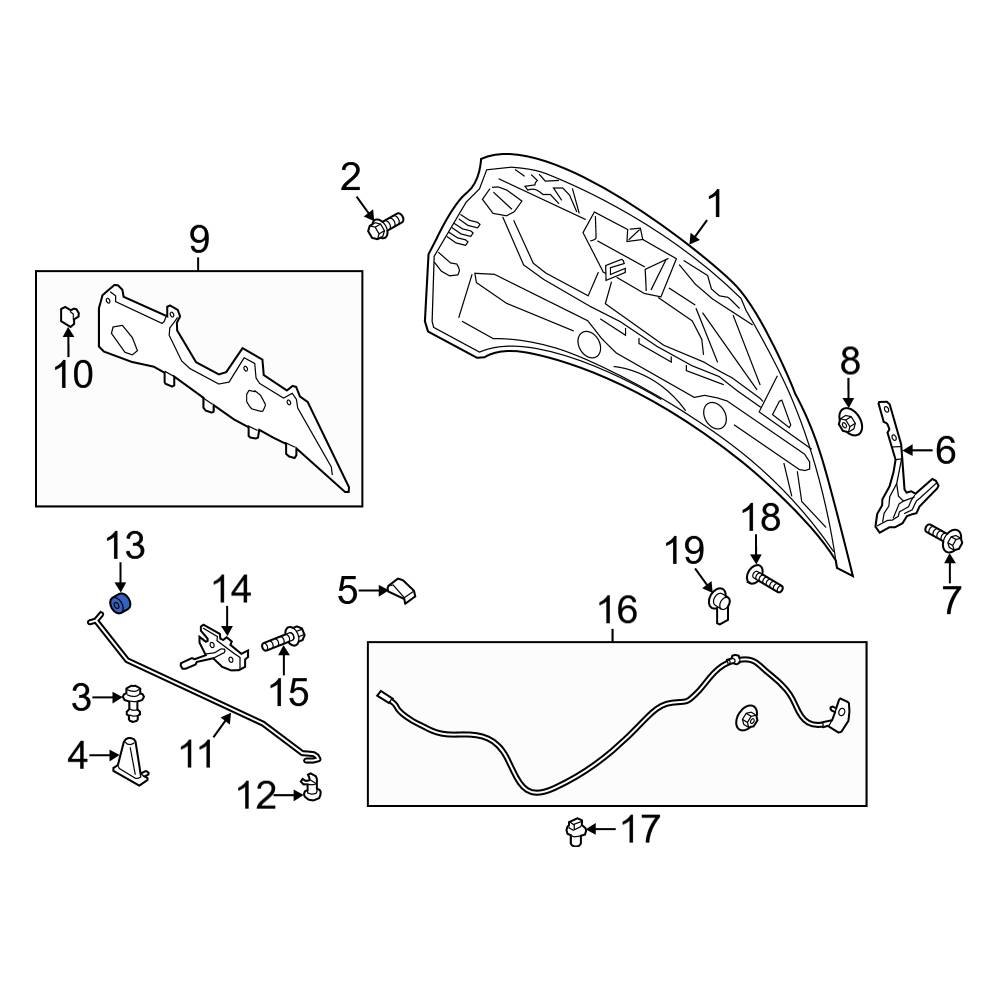 Ford OE W712889S300 - Hood Prop Rod Grommet