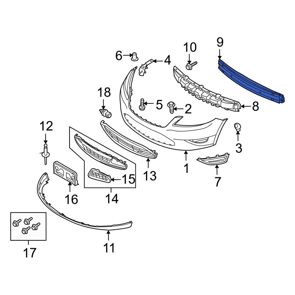 Ford OE DG1Z17757A - Front Bumper Impact Bar