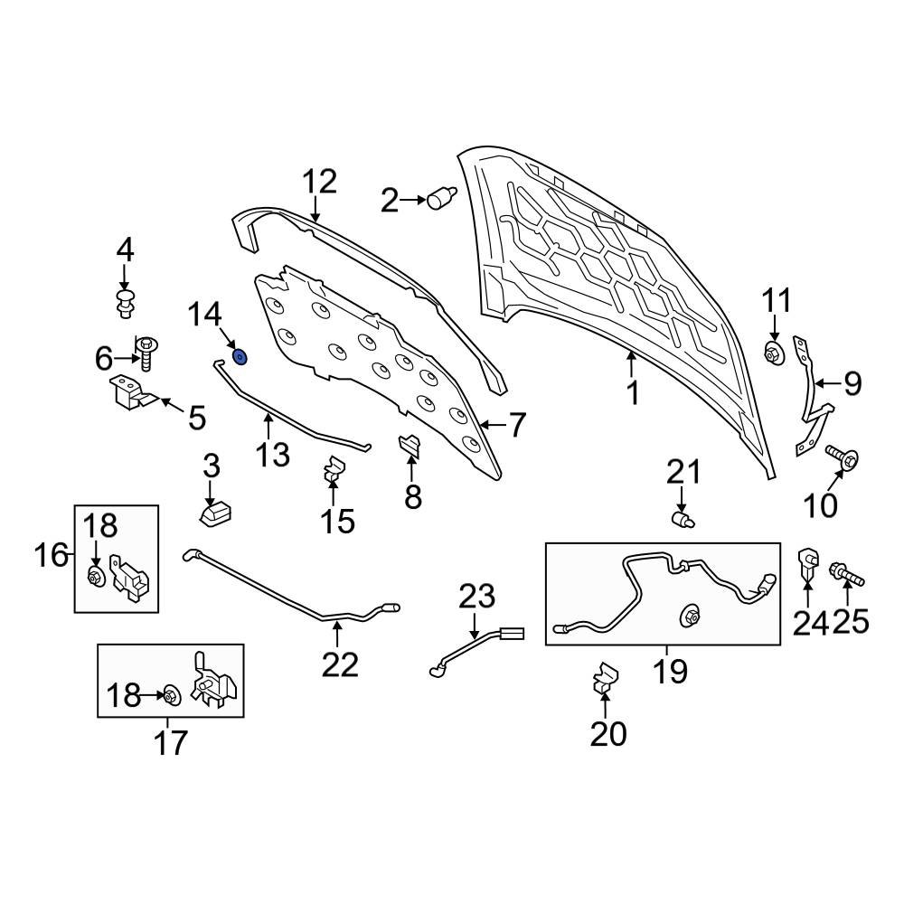 Ford OE W712889S300 - Hood Prop Rod Grommet