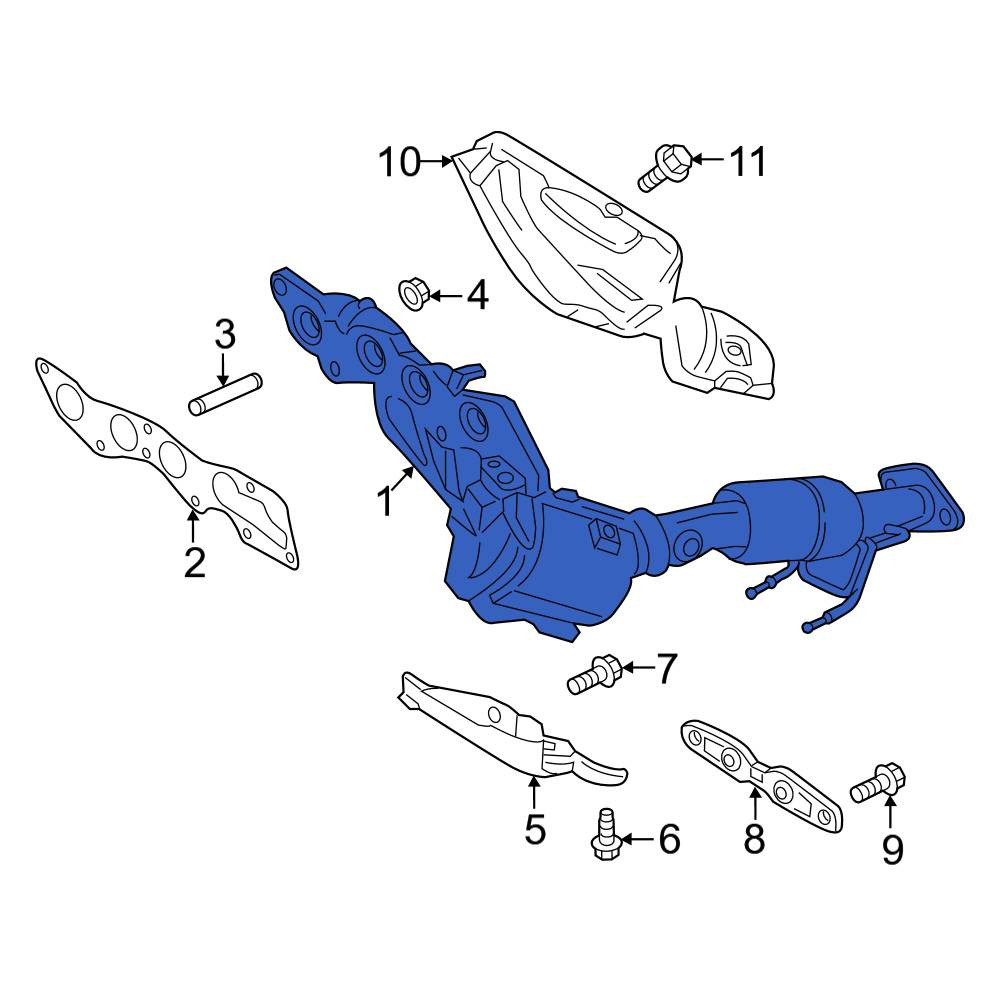 Ford OE GG9Z5G232A - Catalytic Converter with Integrated Exhaust Manifold