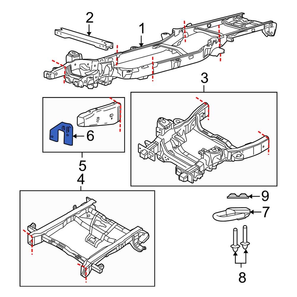 Ford OE 9L3Z5D058AA - Front Right Frame Rail End Bracket