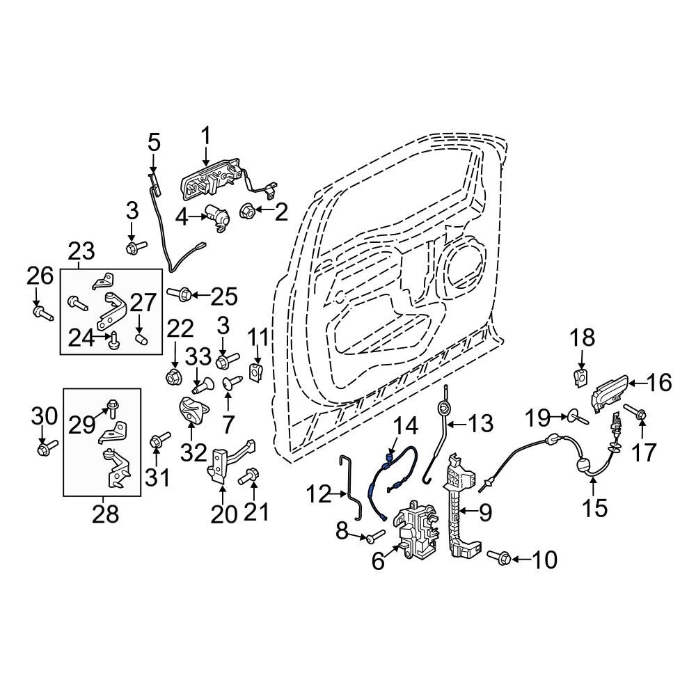 Ford OE FL3Z15221A00G - Front Right Upper Door Latch Cable
