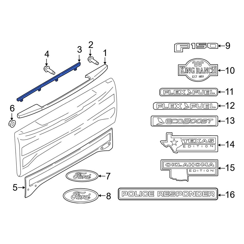 Ford OE FL3Z1540602AA - Rear Tailgate Trim Cover