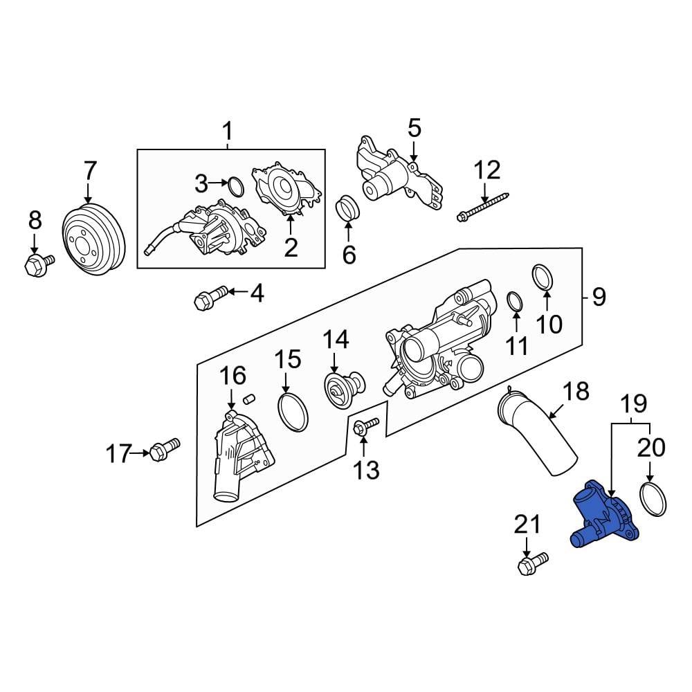 Ford OE HL3Z8592A - Engine Coolant Outlet Flange